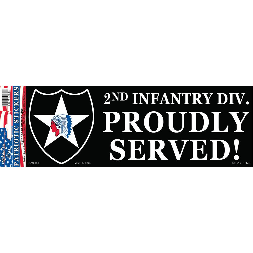 ARMY, 2ND DIV BUMPER STICKER – PATRIOTIC CENTRAL