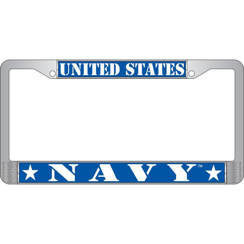US NAVY CHROME LICENSE PLATE FRAME – PATRIOTIC CENTRAL